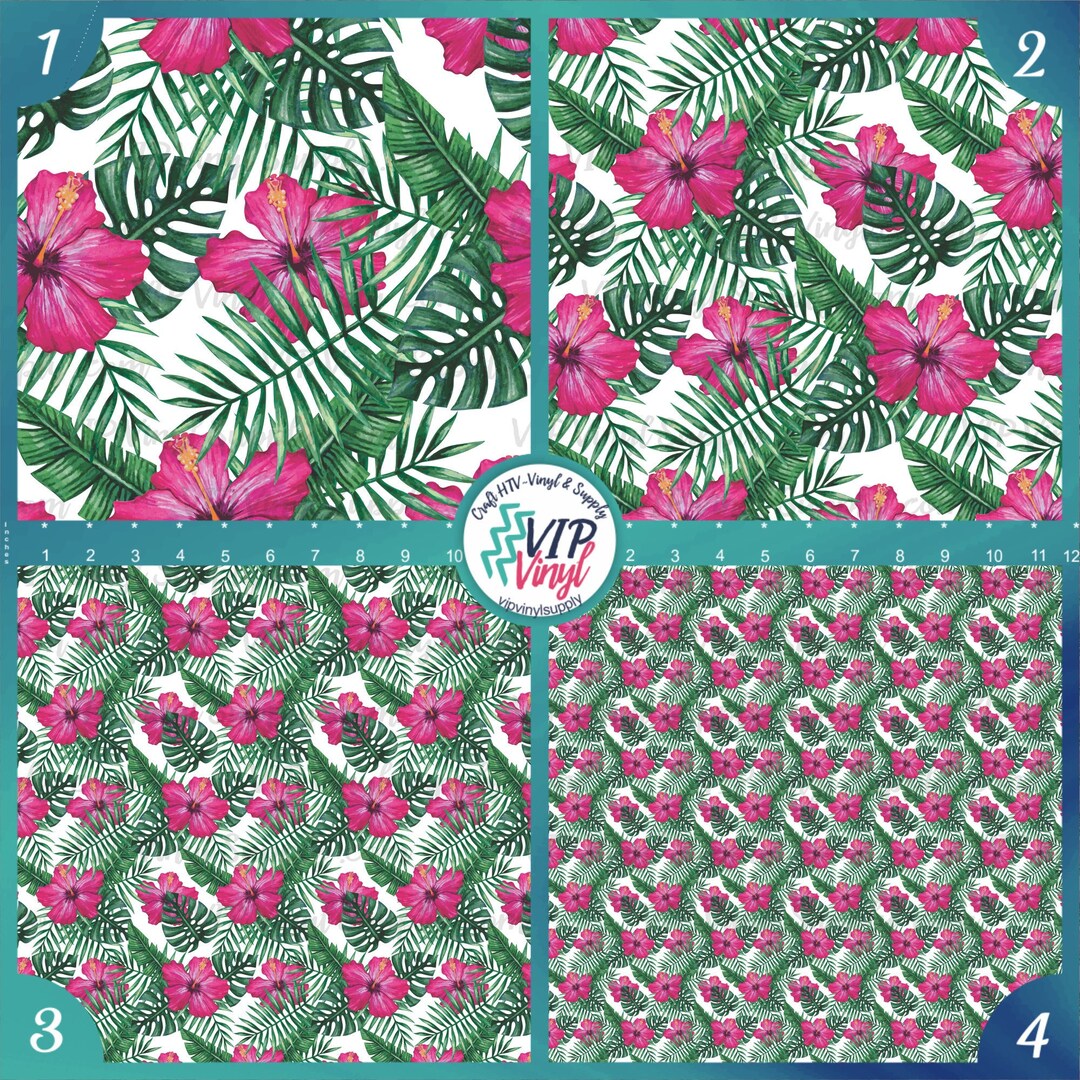 Tropical Watercolor Pattern HTV Vinyl Heat Transfer Vinyl or Outdoor ...