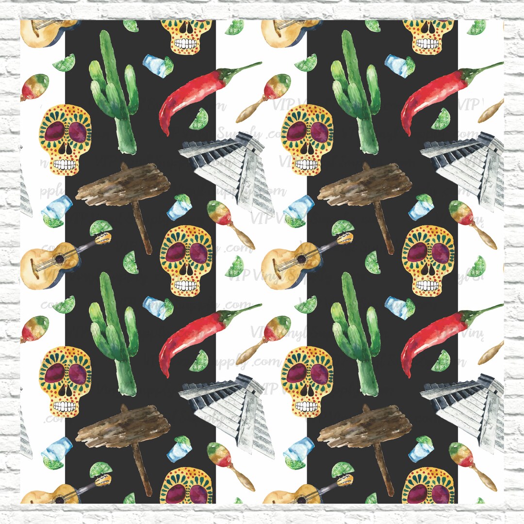 Patterned Vinyl Sugar Skull Printed Craft Vinyl Sheet, Heat Transfer ...
