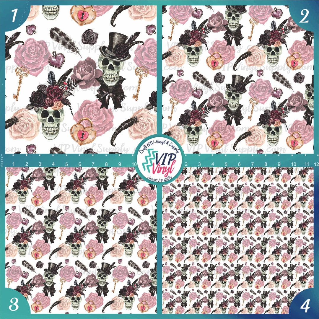 Boho Skull Patterned Craft Vinyl Sheet, Heat Transfer Vinyl, Adhesive ...