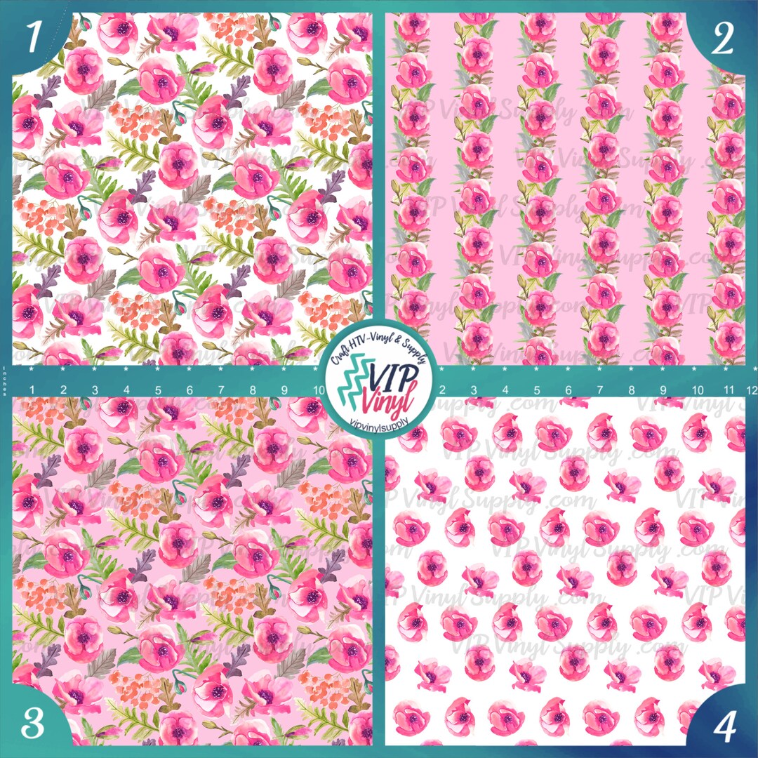 Floral Vinyl Pink Floral HTV Floral Printed HTV Vinyl Floral Pattern ...
