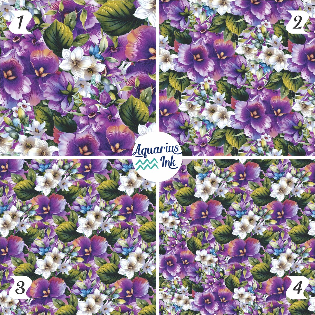Purple Floral HTV Vinyl, Flower patterned Vinyl Sheets, Heat Transfer ...
