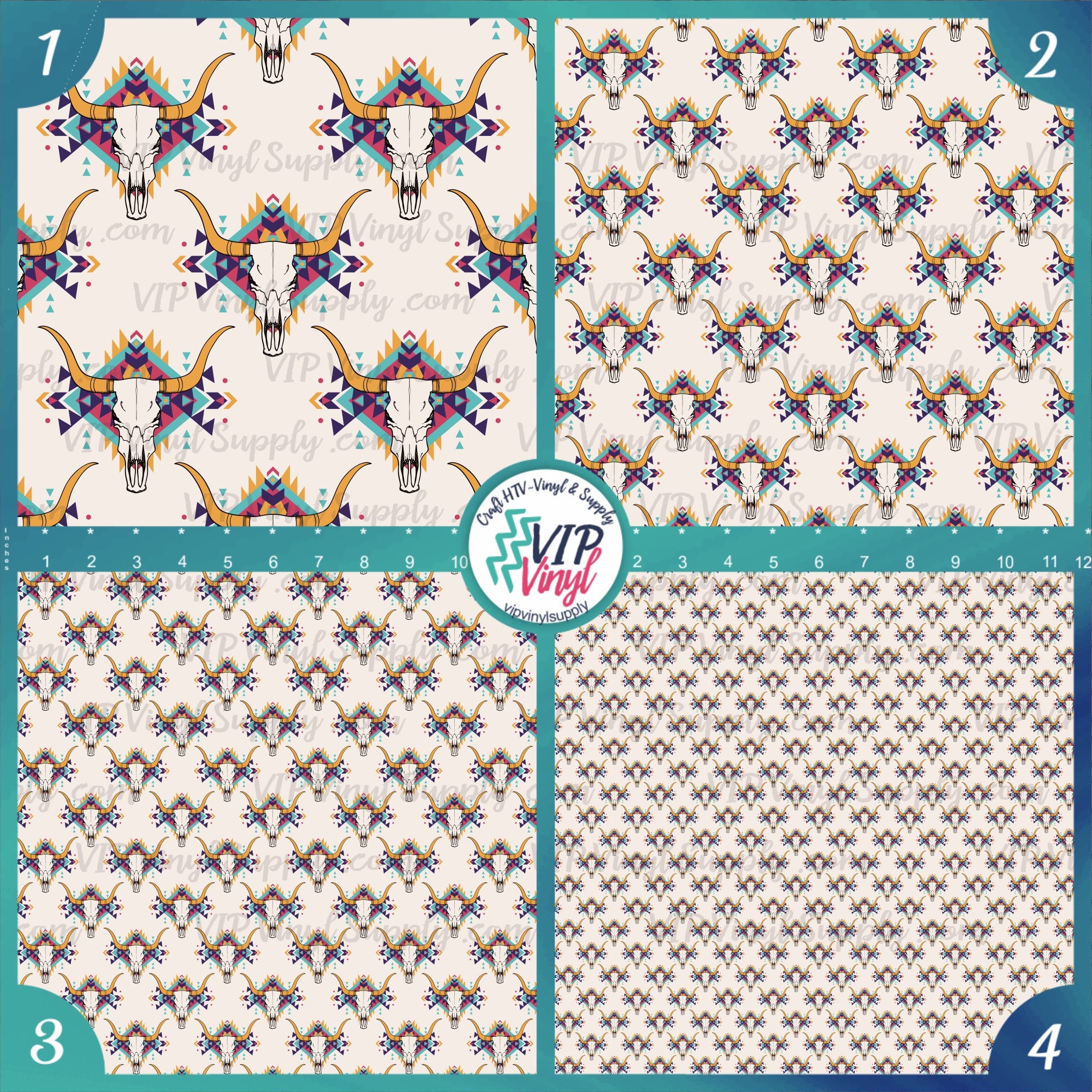 Boho Skull Patterned HTV Vinyl Outdoor Adhesive Vinyl or - Etsy