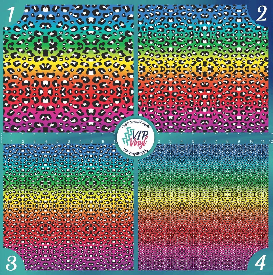 Rainbow Ombre Leopard HTV Vinyl Heat Transfer Vinyl or - Etsy