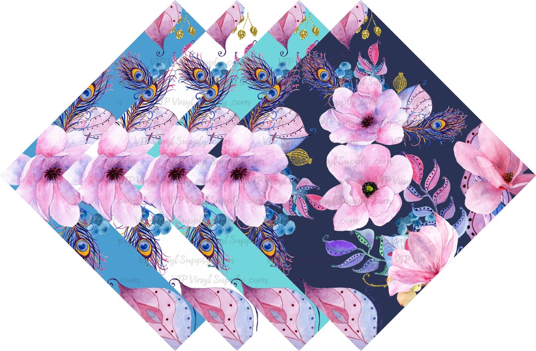 Watercolor Floral HTV Vinyl Bundle, Printed Pattern Vinyl Sheets, Heat ...