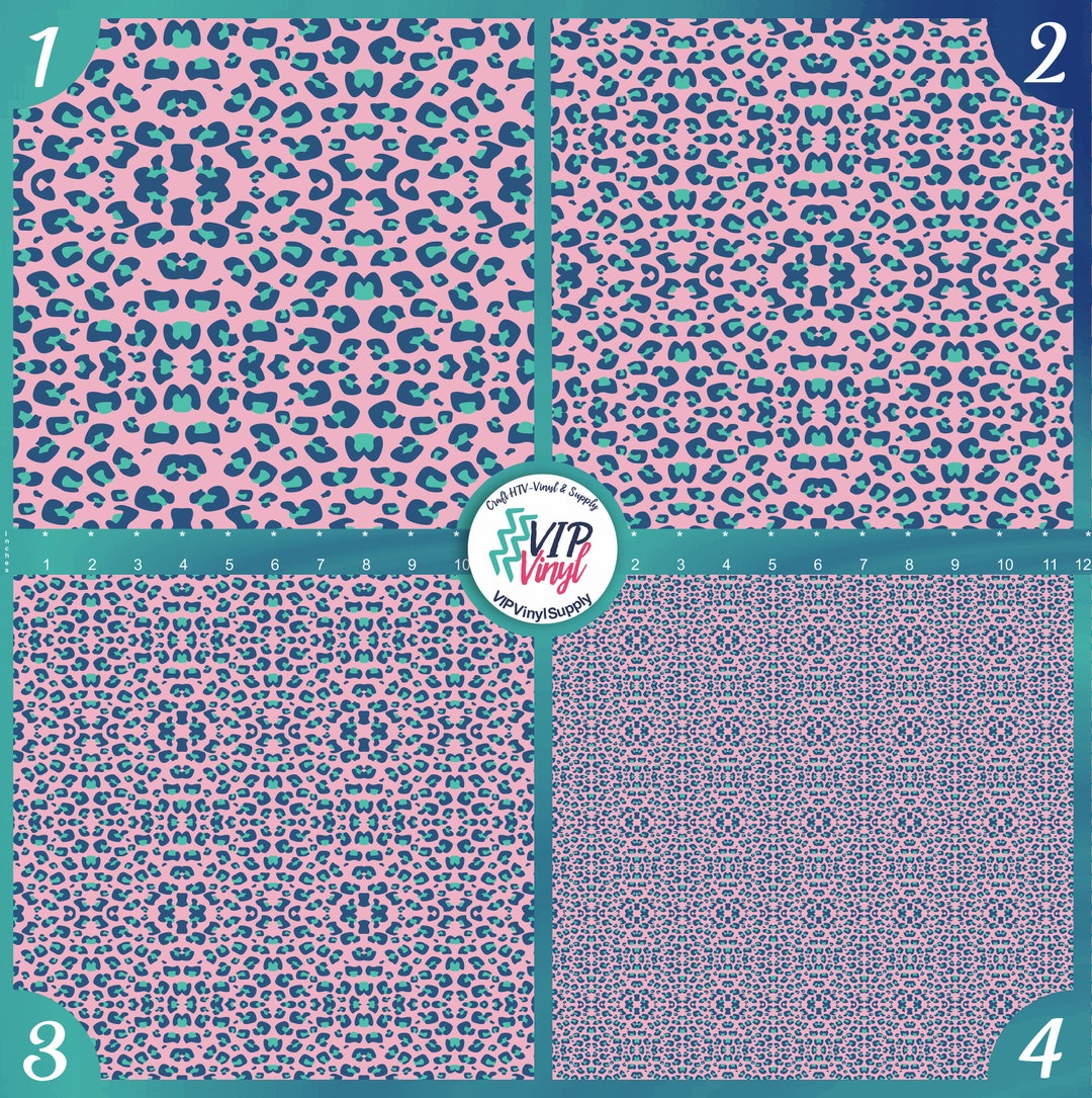 Pink & Teal Leopard Print HTV Vinyl heat Transfer Vinyl or - Etsy
