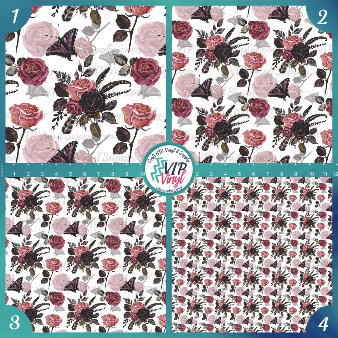 Watercolor Floral Patterned Craft Vinyl, Heat Transfer Vinyl, Adhesive ...