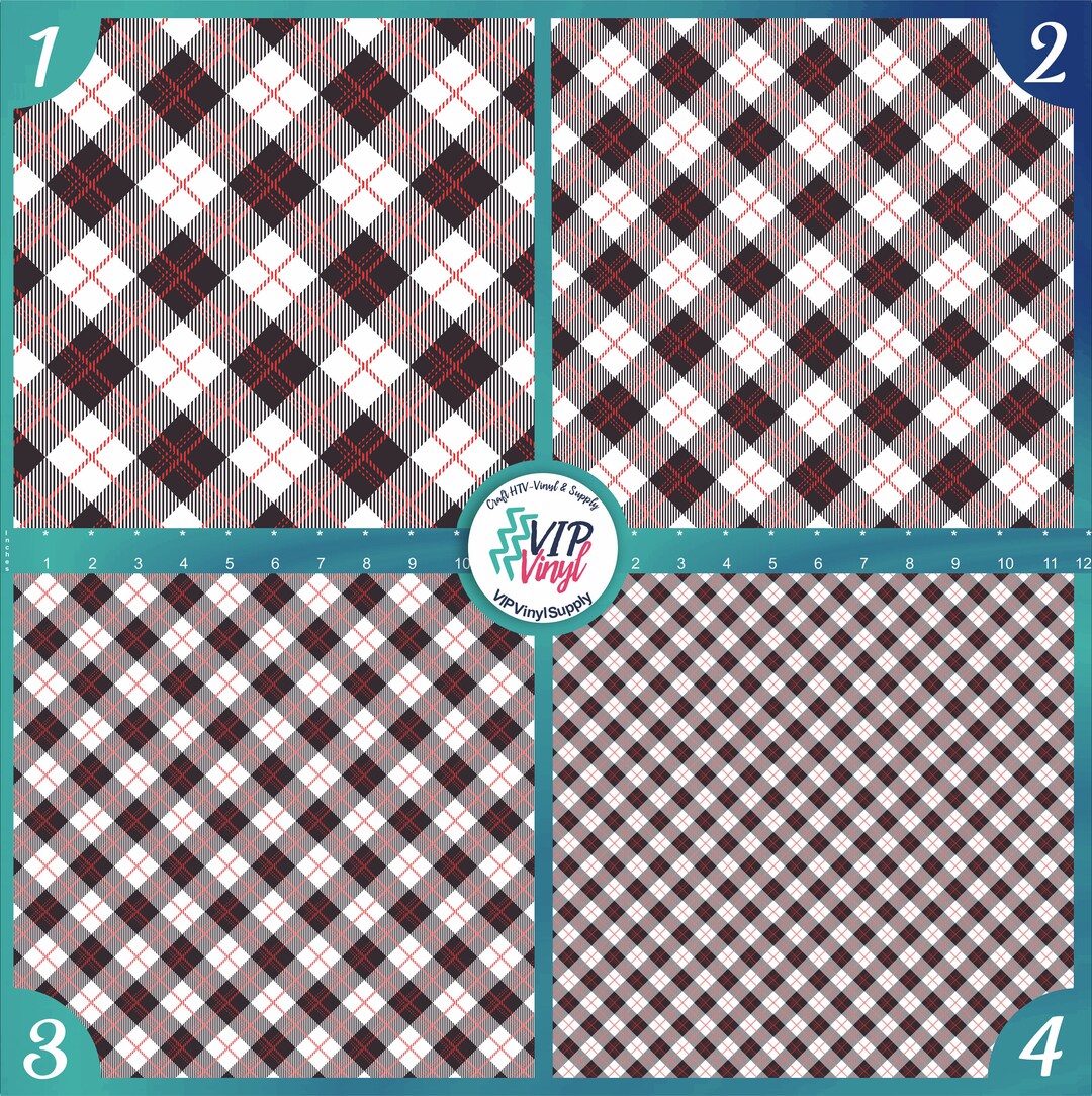 Plaid Heat Transfer Vinyl, Pattern HTV Vinyl or Adhesive Vinyl, Printed ...