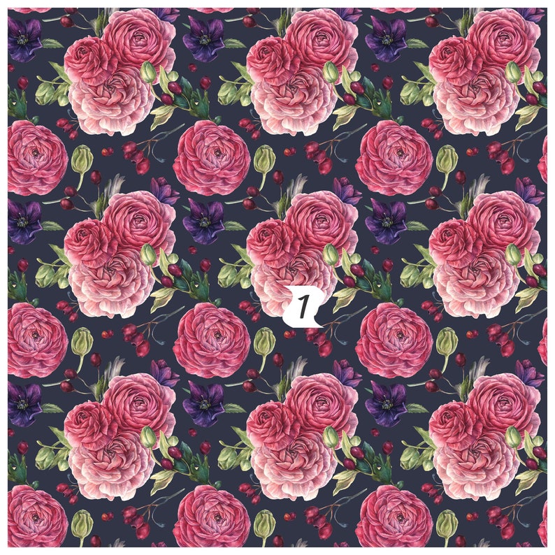 Printed Vinyl Sheets Dark Rose Pattern Vinyl HTV or Adhesive - Etsy