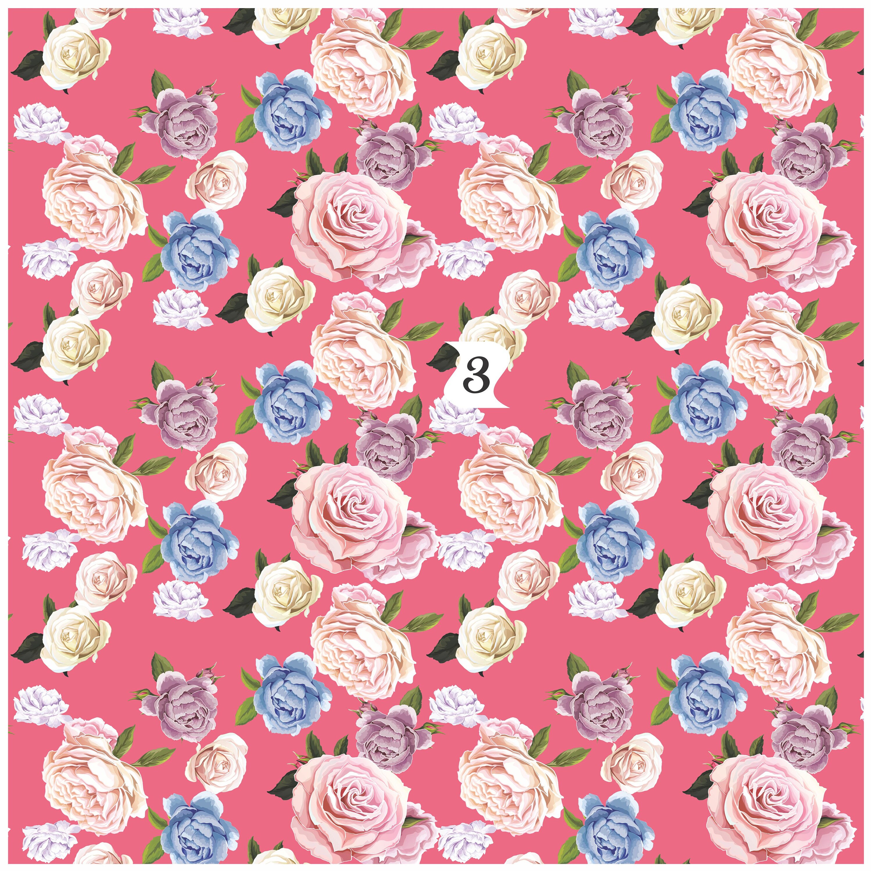 Floral HTV Vinyl Rose Pattern on Bright Pink Vinyl Sheets - Etsy