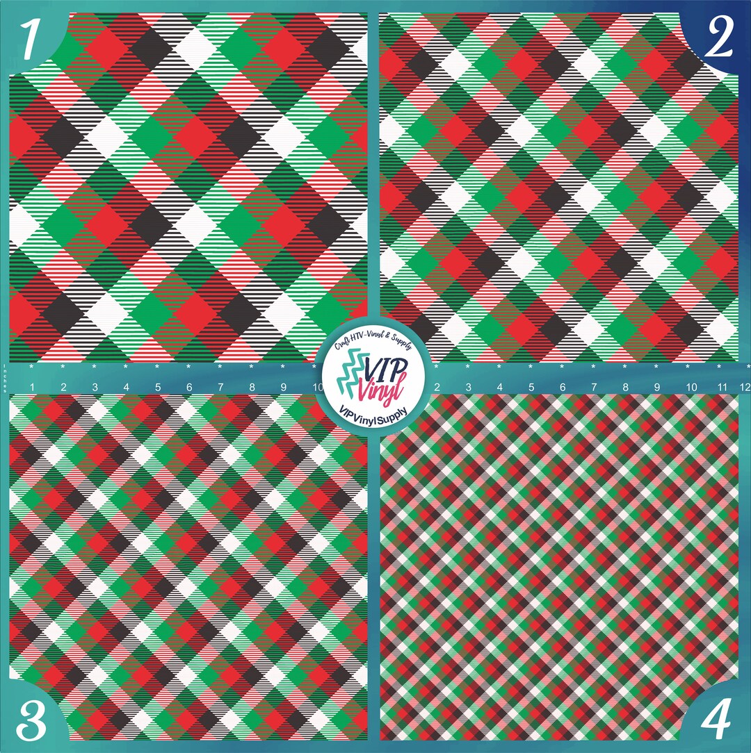 Plaid HTV Vinyl Red Green Black & White Pattern Vinyl Sheets - Etsy