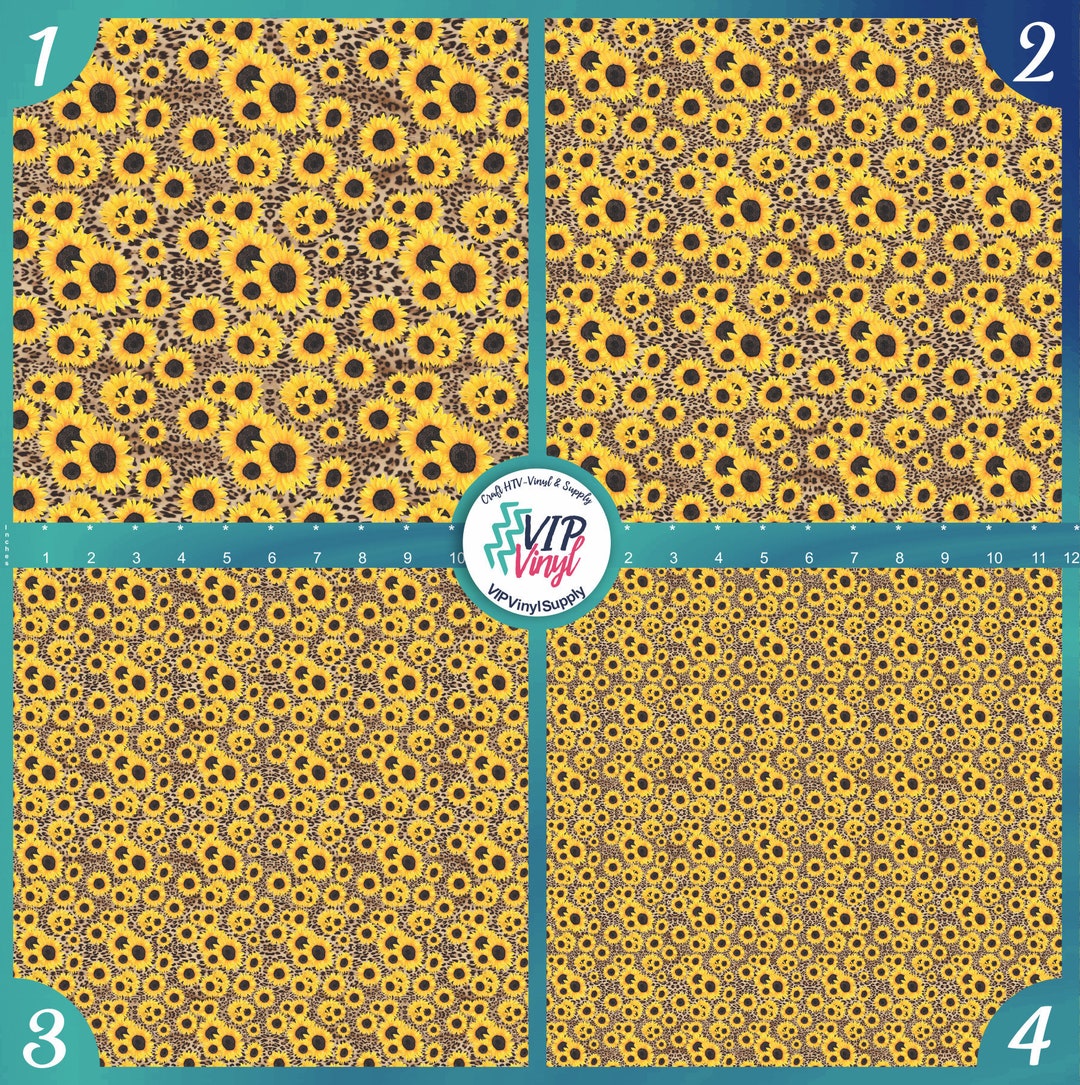 Funky Floral HTV Vinyl, Sunflower Pattern on Leopard Print Vinyl Sheets ...