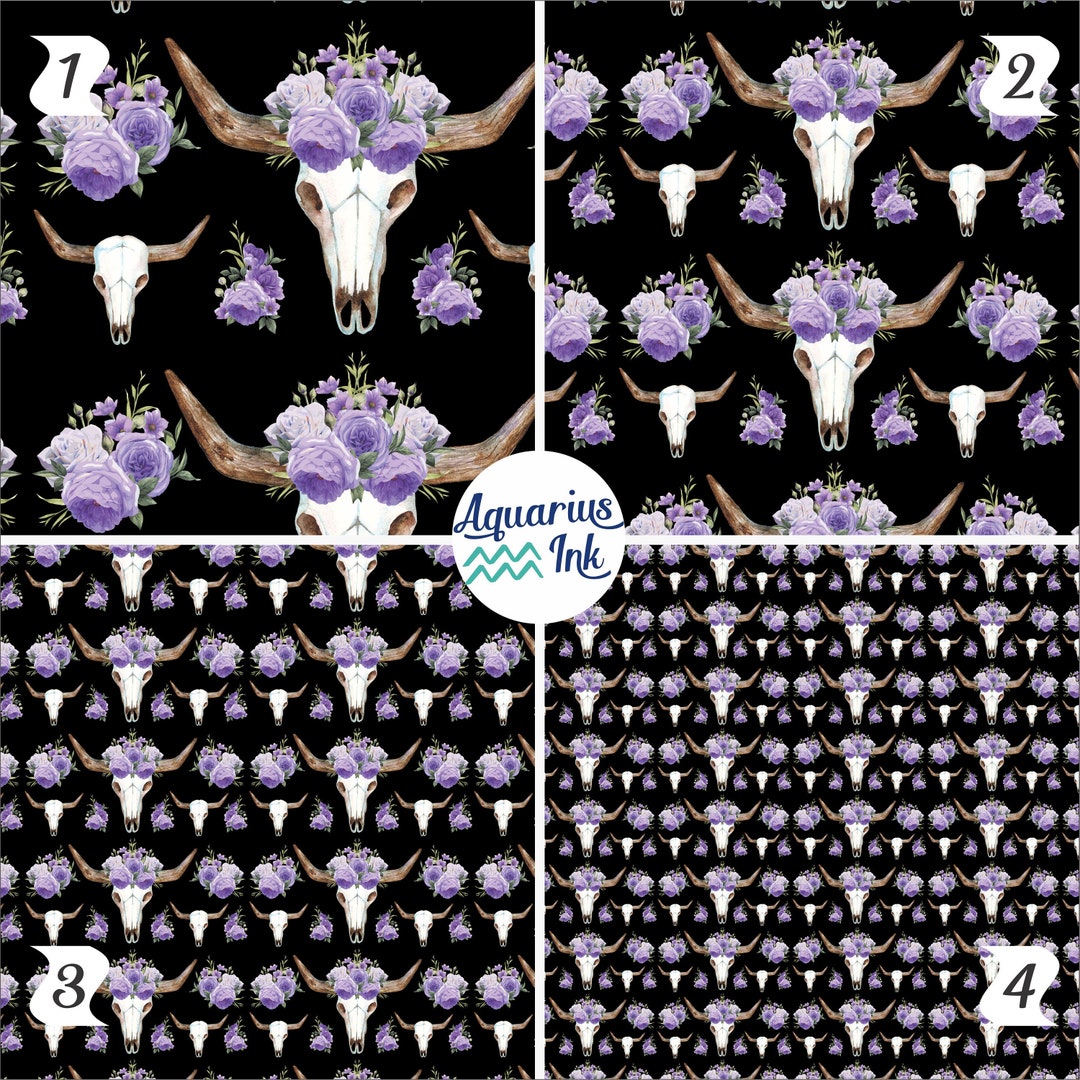 Floral HTV Vinyl, Boho Skull on Black Pattern Vinyl Sheets Heat Tranfer ...