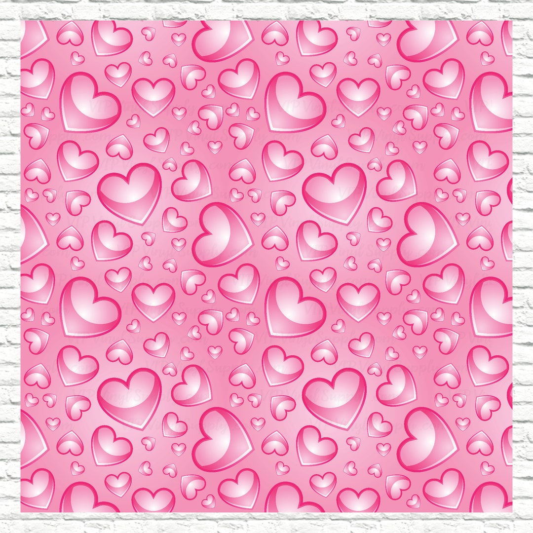 Pink Hearts Patterned Craft Vinyl Sheet, Heat Transfer Vinyl or ...