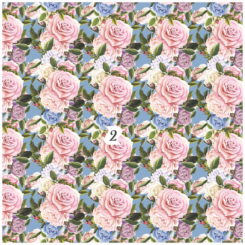 Floral HTV Vinyl Rose Patterned Vinyl on Pale Blue Craft - Etsy
