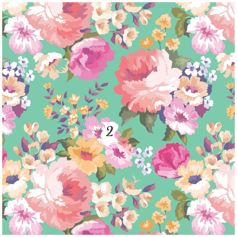 Cottage Rose Floral HTV Vinyl Vintage Flower Pattern on Mint | Etsy