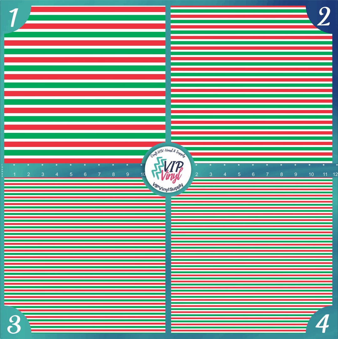 Striped HTV Vinyl, Heat Transfer or Adhesive Vinyl, Red Green & White ...