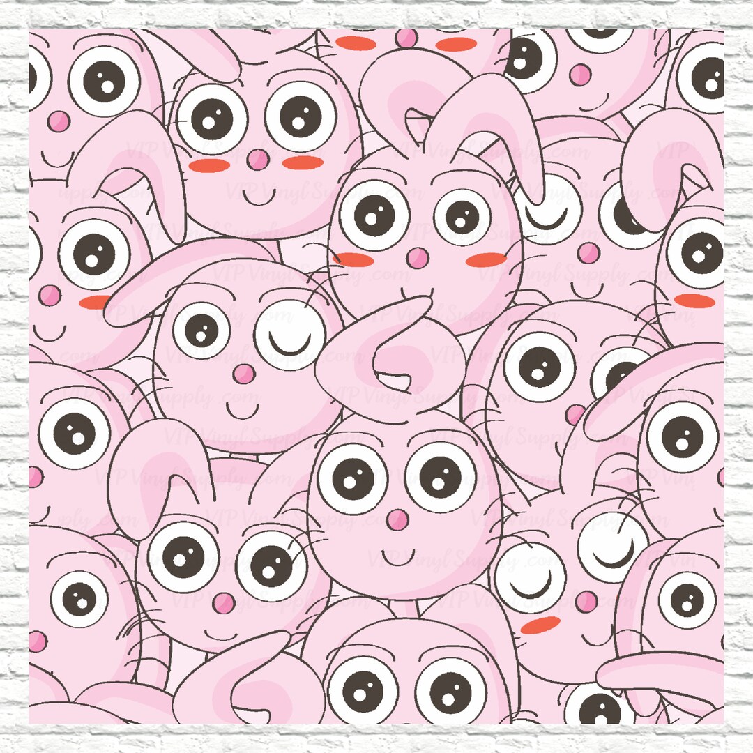 Cartoon Bunny Print Vinyl, HTV or Adhesive Valentine Pattern Craft ...