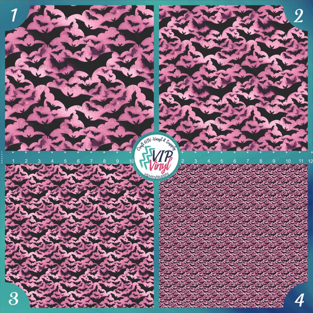 Pink Halloween Bats Patterned HTV Vinyl Outdoor Adhesive Vinyl or Heat ...