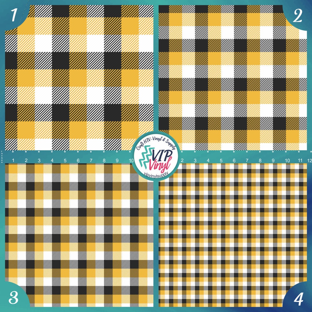 Black Gold and White Plaid Heat Transfer Vinyl or Outdoor Adhesive ...