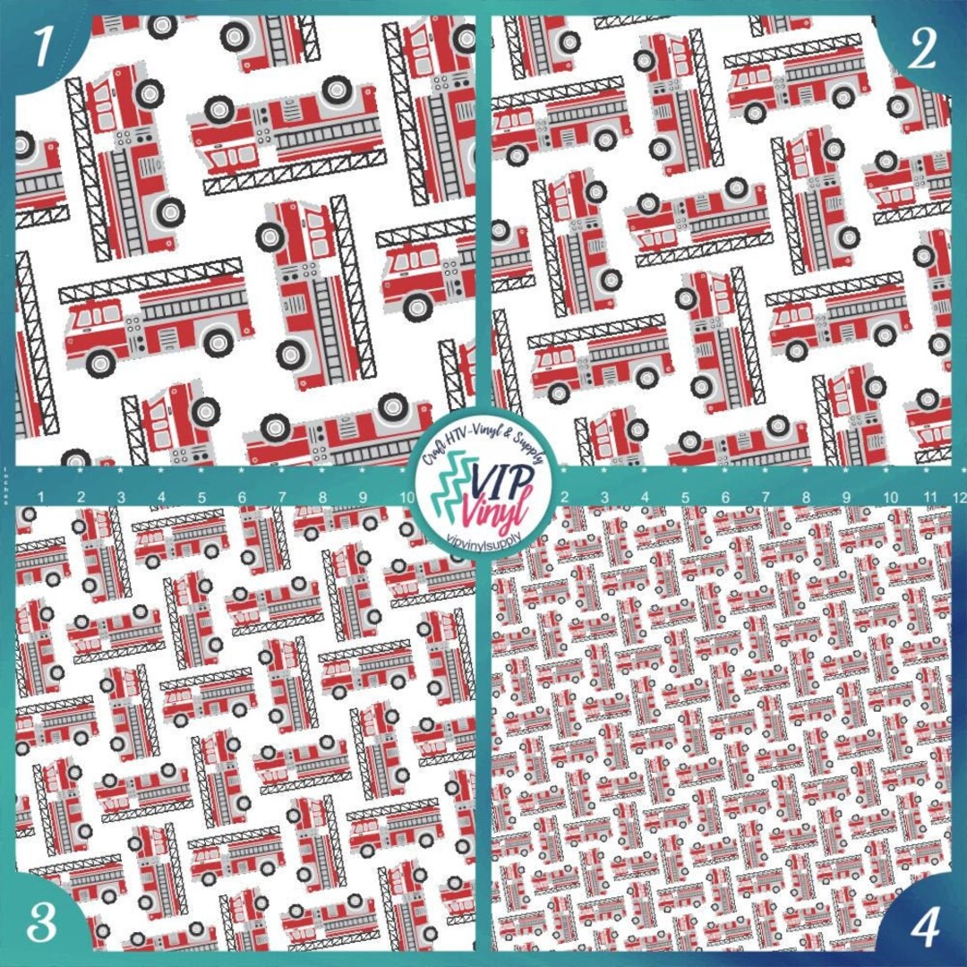 Firetruck Patterned Craft Vinyl Sheet, Heat Transfer Vinyl or Outdoor ...
