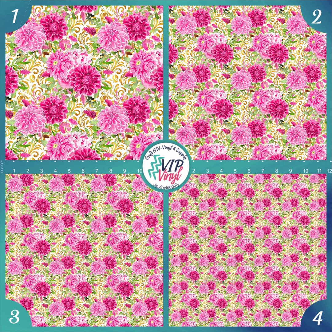 Floral Heat Transfer Vinyl, Pattern HTV Vinyl or Adhesive Vinyl ...