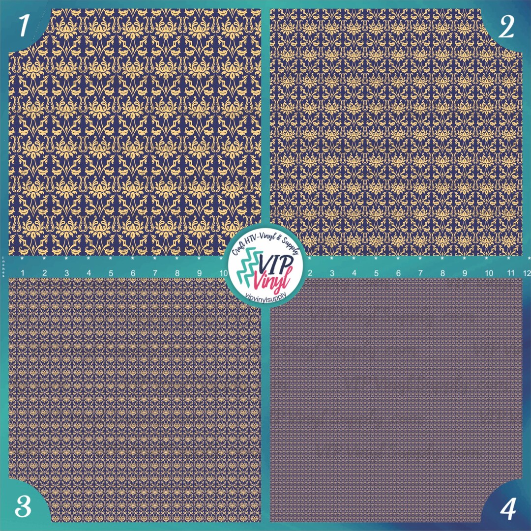 Damask HTV Vinyl , Heat Transfer Vinyl or Outdoor Adhesive Vinyl, Blue ...