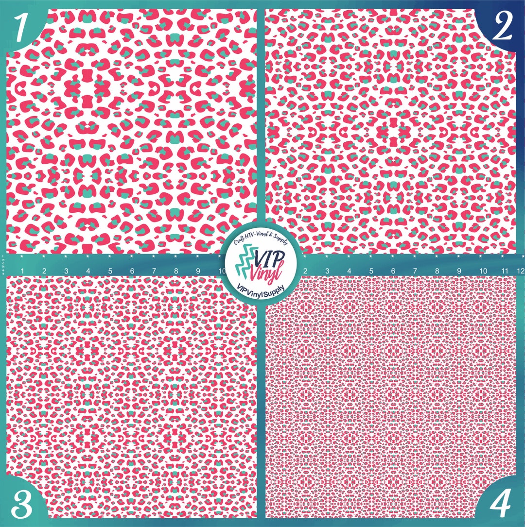 Leopard HTV Vinyl, Aqua & Pink Snow Leopard Print Vinyl Sheets, Craft ...