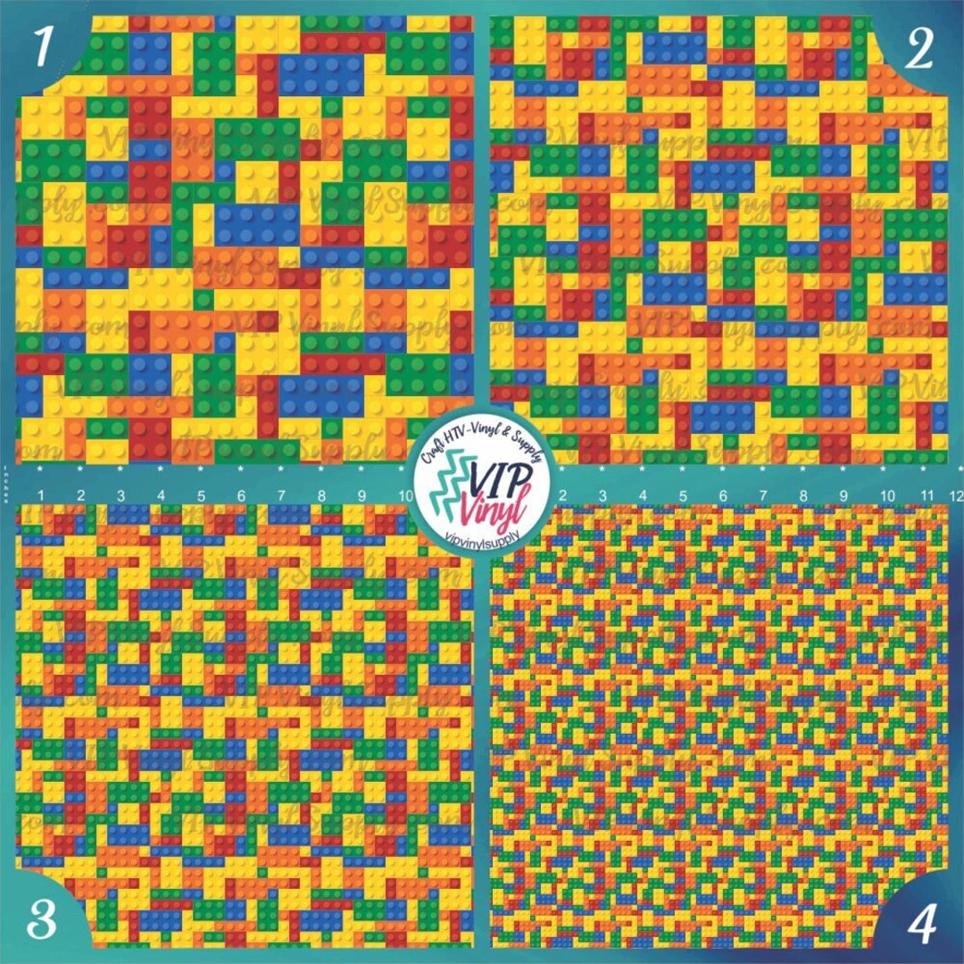Kids Building Blocks Heat Transfer Vinyl, Pattern HTV Vinyl or Outdoor ...