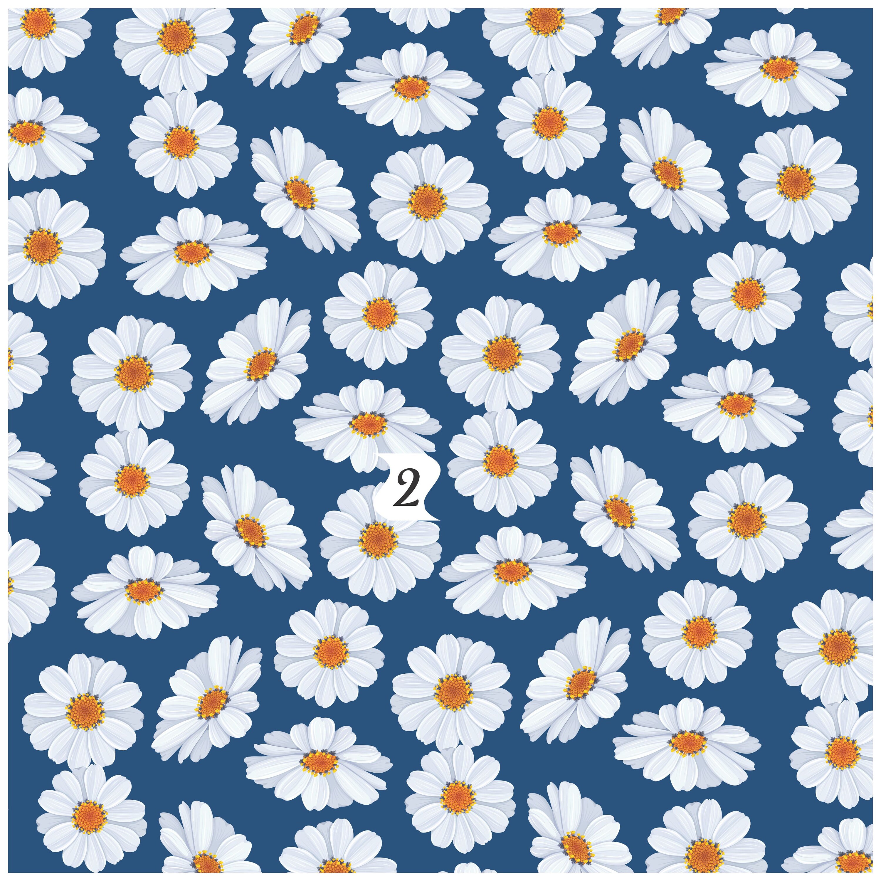 Floral HTV Vinyl Daisy Flower pattern on Navy Blue Vinyl | Etsy