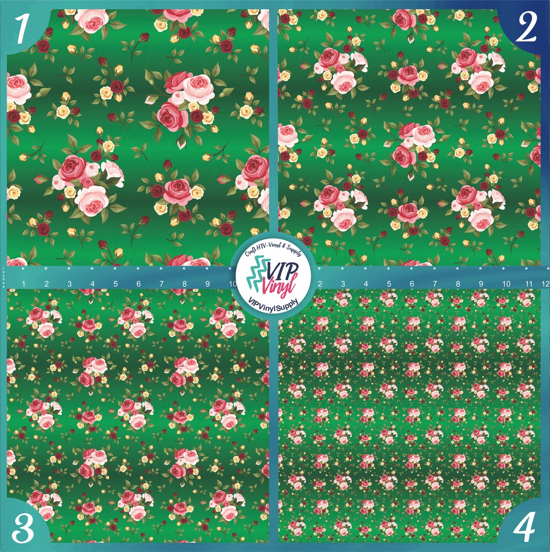 Floral Rose HTV Vinyl Pattern Vinyl, Heat Transfer Vinyl or Adhesive ...