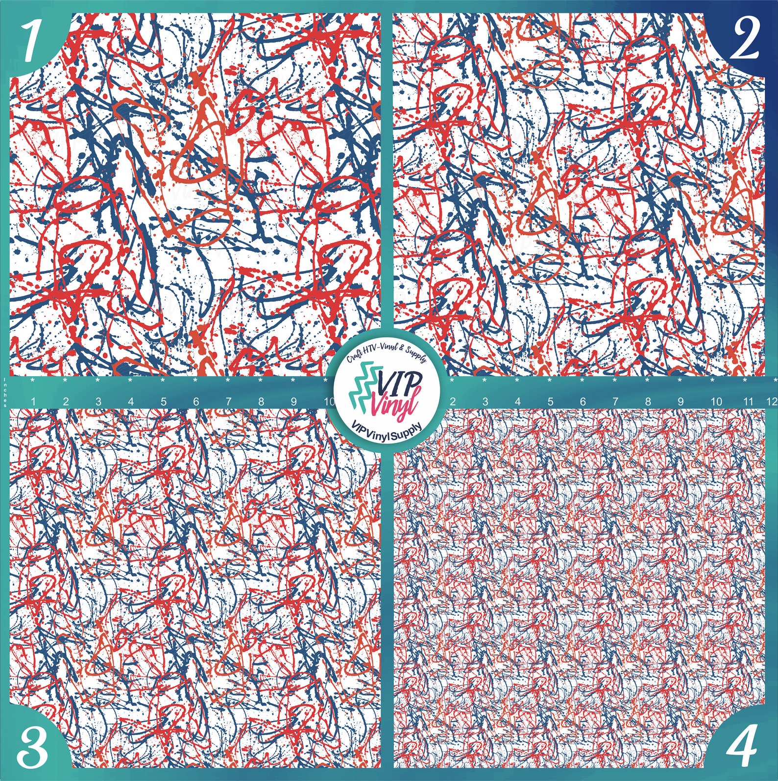 Red White Blue HTV Vinyl Paint Splatter Patterned Vinyl - Etsy