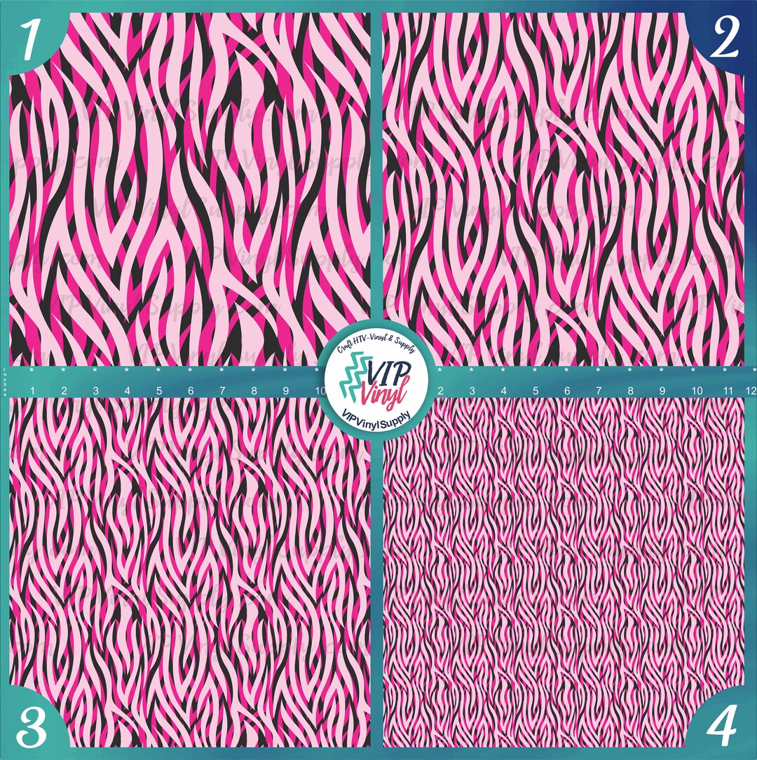 Black & Pink Zebra Print Vinyl , HTV or Adhesive Animal Pattern Craft ...
