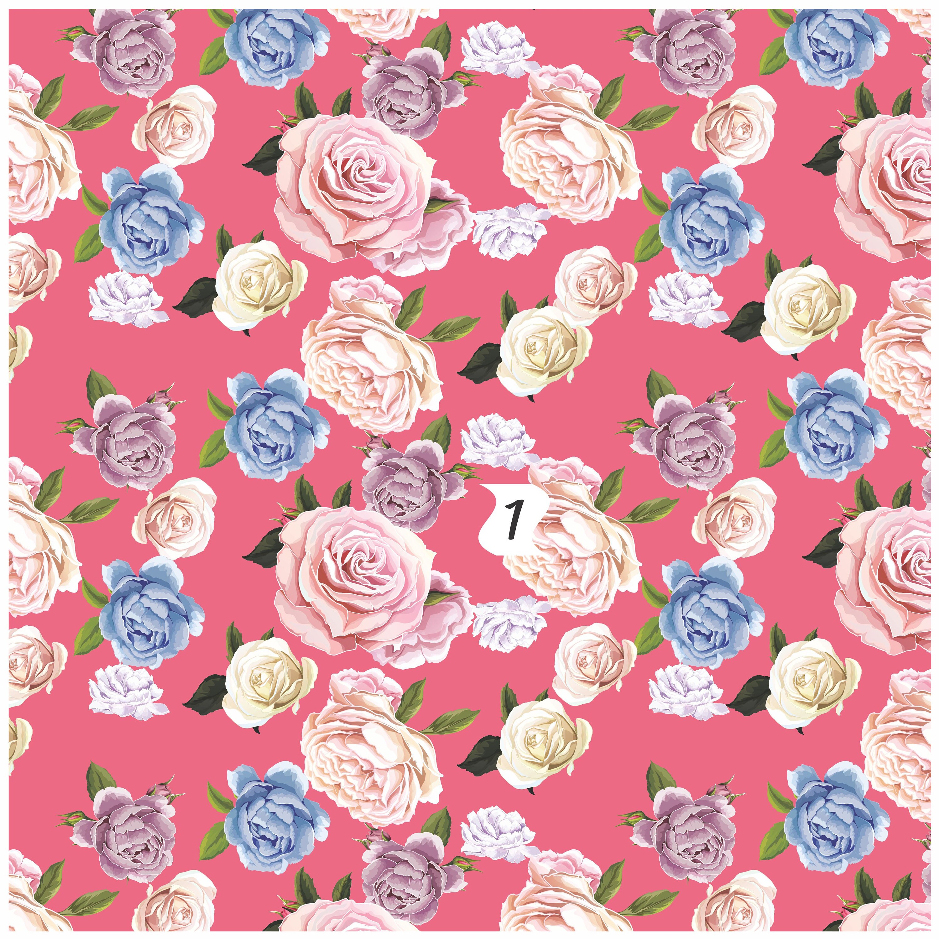 Floral HTV Vinyl Rose Pattern on Bright Pink Vinyl Sheets | Etsy