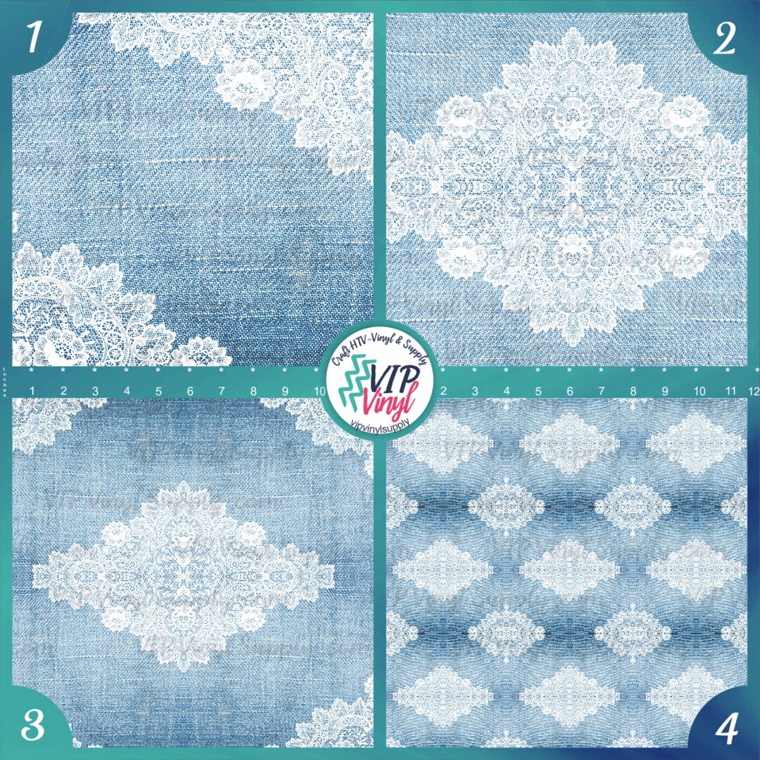 Lace Jeans Patterned Craft Vinyl Sheet, Heat Transfer Vinyl, Adhesive ...