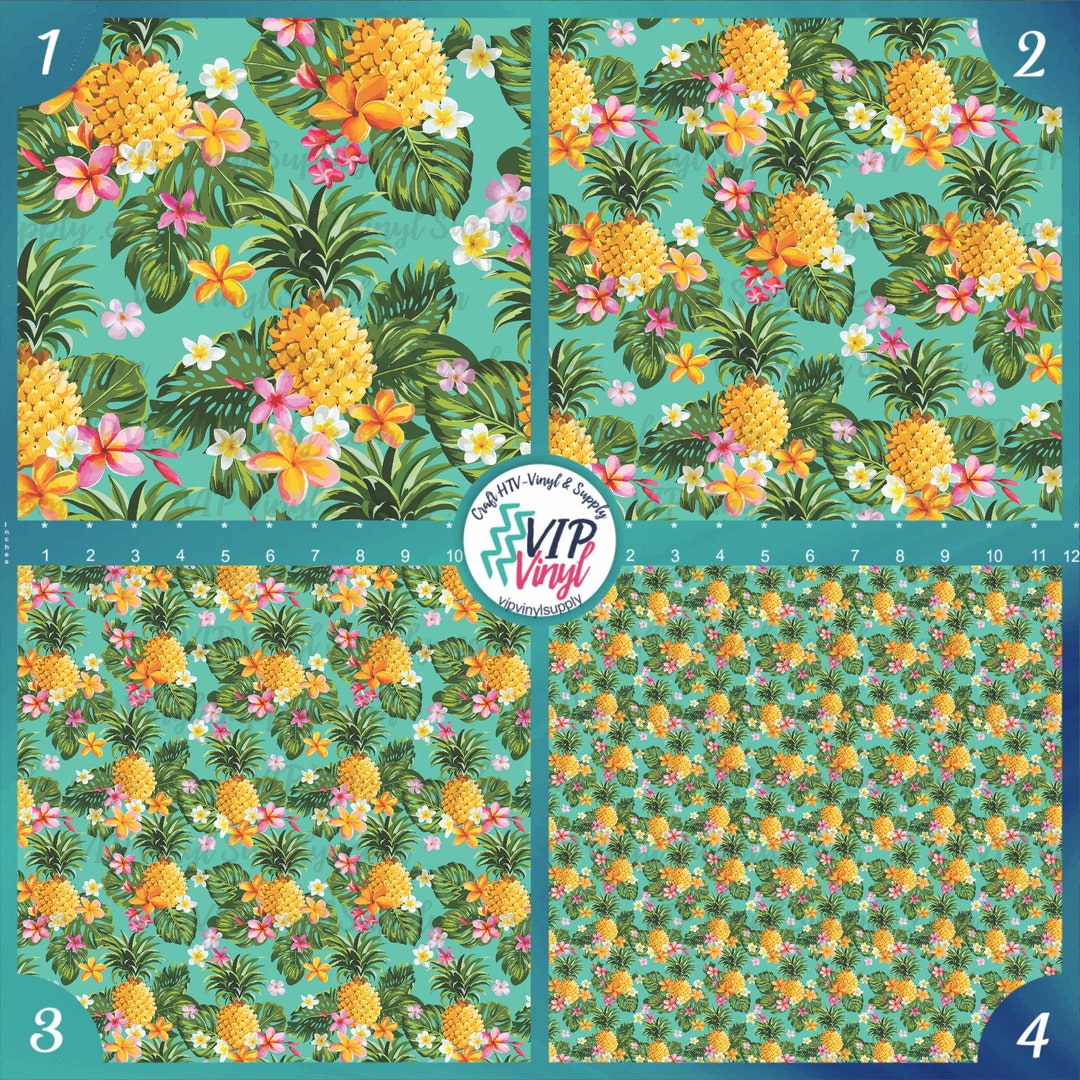 Tropical Pineapple Patterned Craft Vinyl Sheet, Heat Transfer Vinyl ...