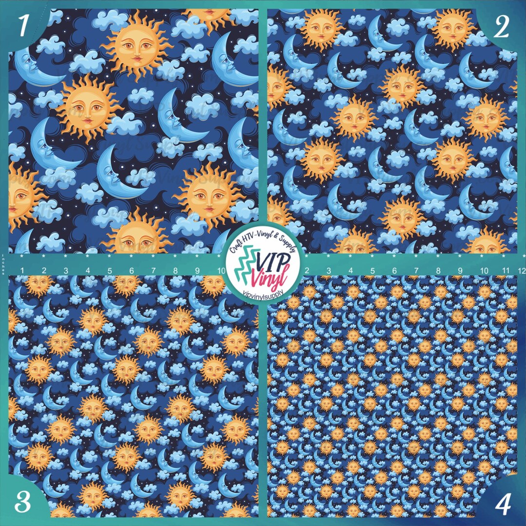 Celestial Sky HTV Vinyl, Sun & Moon Vinyl Sheets, Heat Transfer Vinyl ...