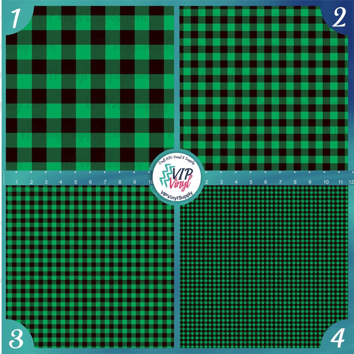 Green Buffalo Plaid Vinyl Patterned Vinyl Sheets Printed - Etsy