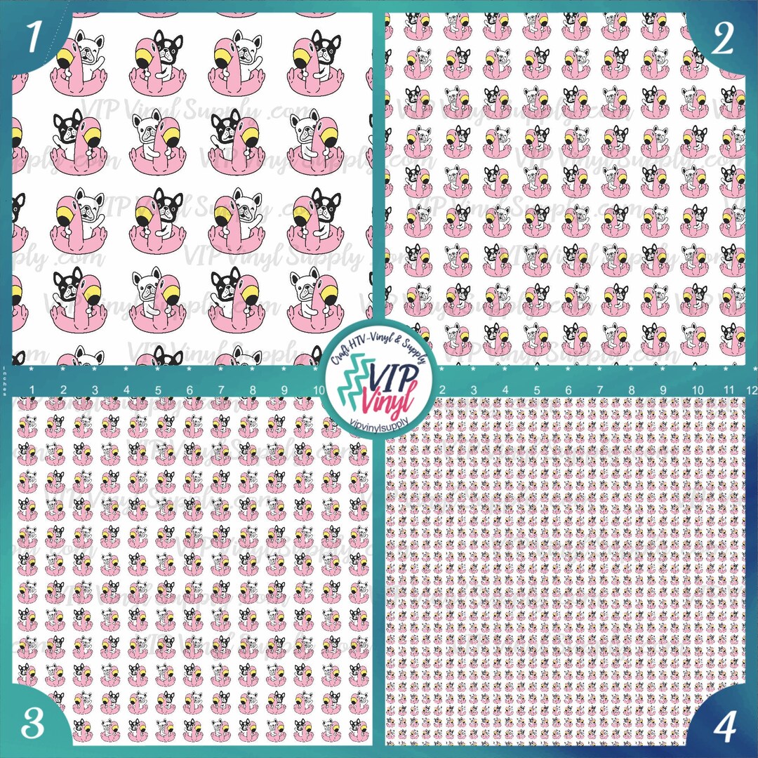 Frenchie Flamingo Floaty Patterned HTV Vinyl Heat Transfer Vinyl or ...