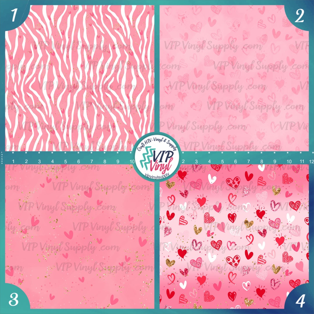Pink Valentine Hearts Heat Transfer Vinyl or Outdoor Adhesive ...