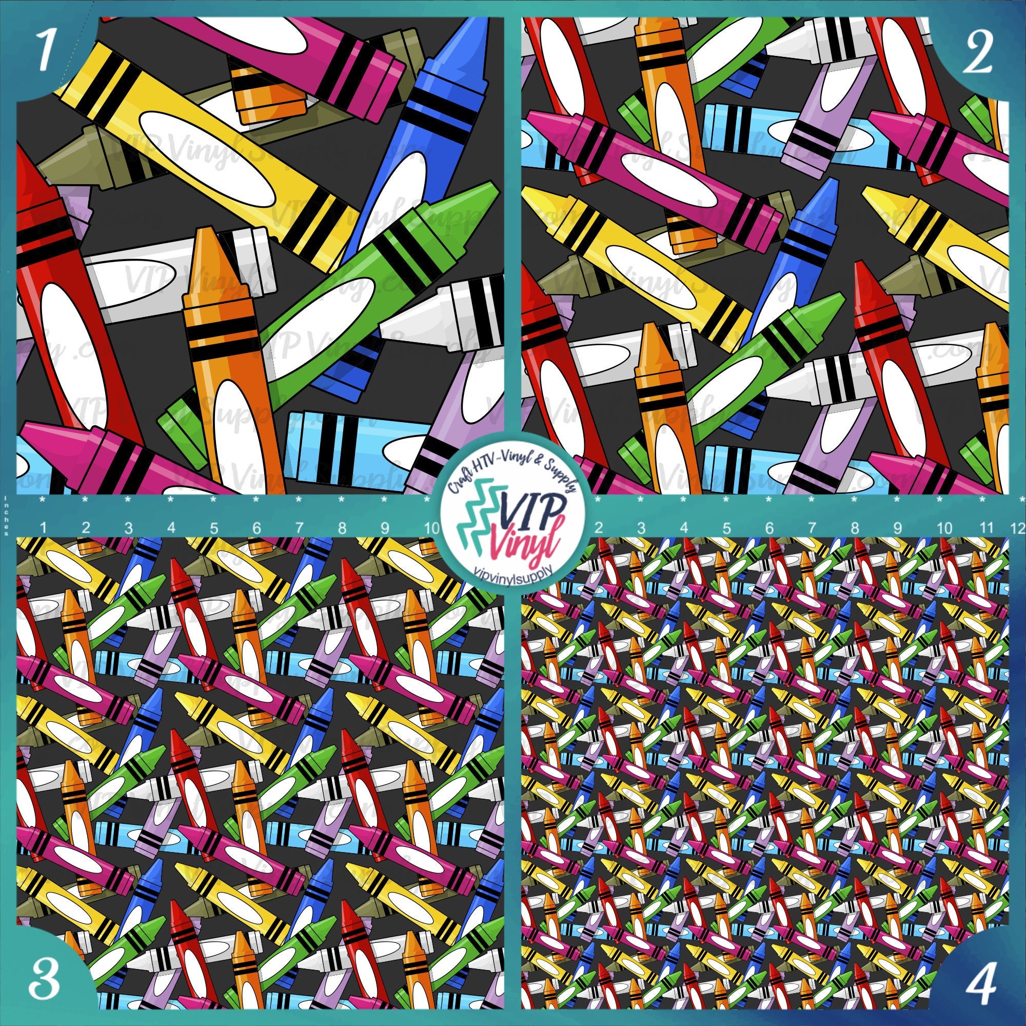 Crayon Pattern Vinyl Crayons Print Craft Vinyl Sheets - Etsy
