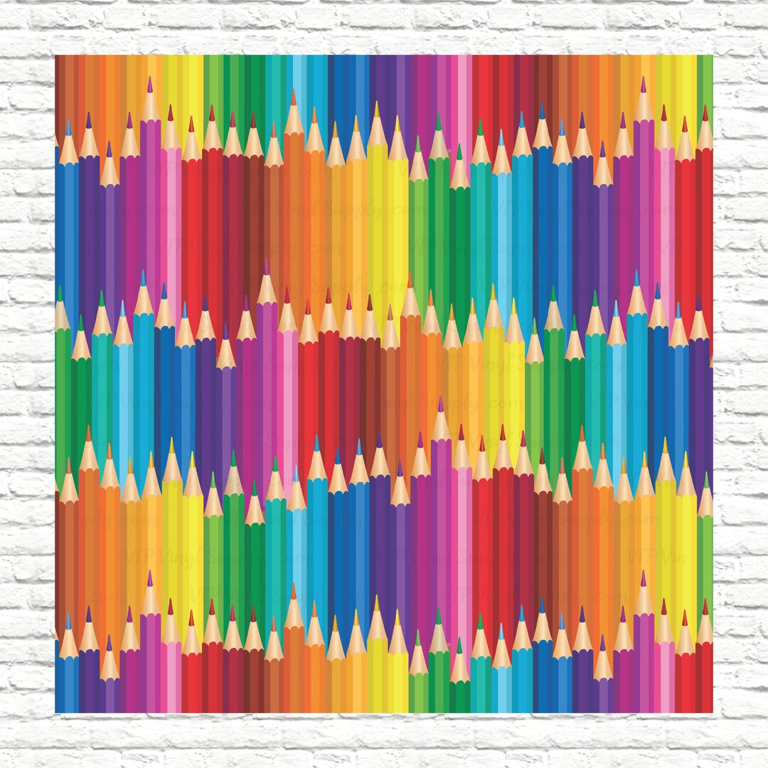 Colored Pencils Patterned Craft Vinyl Sheet, Heat Transfer Vinyl ...