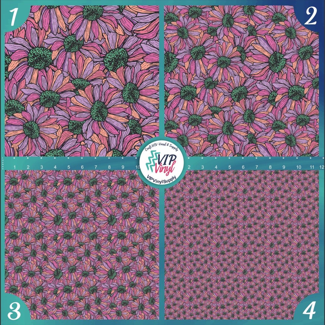 Floral Patterned Craft Vinyl Sheet, Heat Transfer Vinyl, Adhesive Vinyl ...