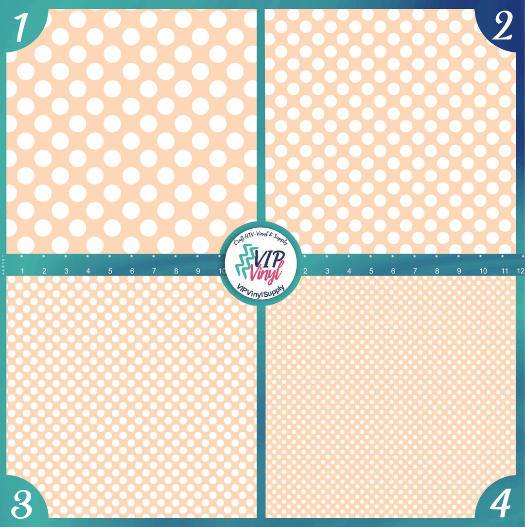 Peach & White Polka Dot patterned HTV vinyl sheets, heat transfer vinyl ...