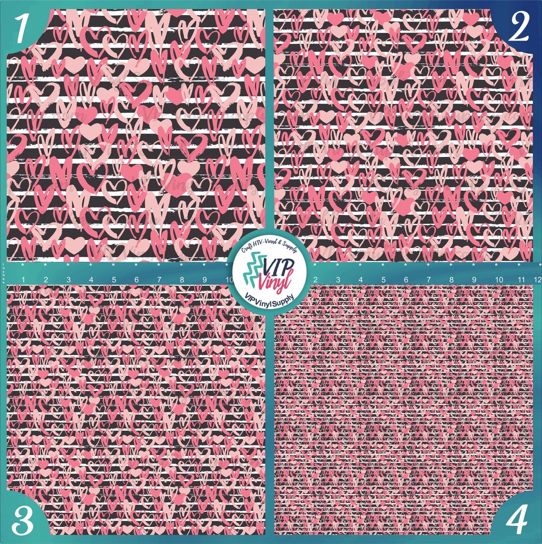 Hand Drawn Hearts Patterned HTV Vinyl Printed Oracal Outdoor - Etsy