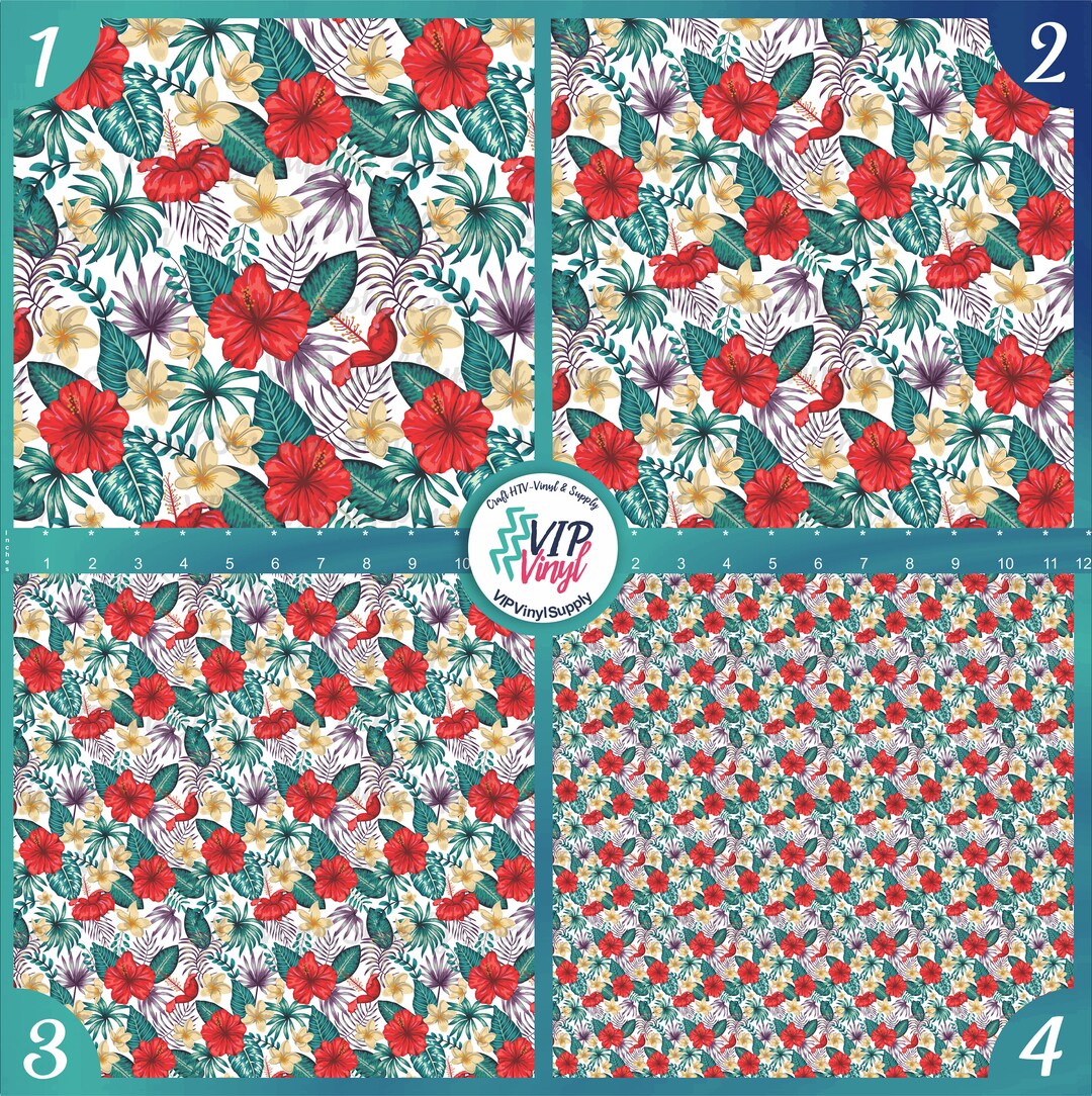 Red Hibiscus Tropical HTV Vinyl, Heat Transfer Vinyl or Outdoor ...