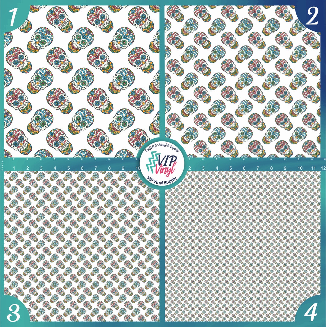 Sugar Skull HTV Vinyl, Spooky Halloween Pattern Vinyl, Heat Transfer ...