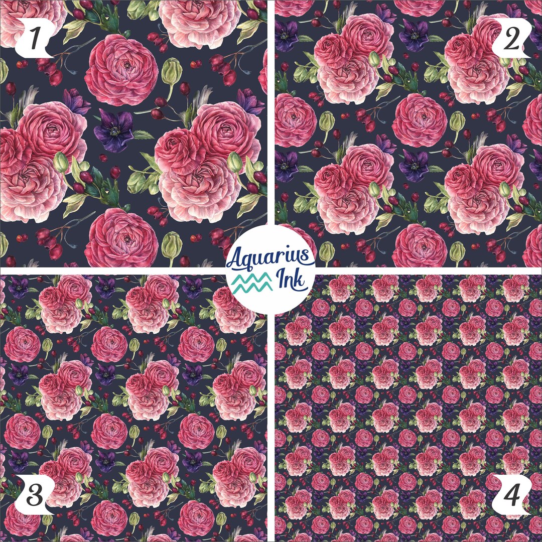 Printed Vinyl Sheets Dark Rose Pattern Vinyl HTV or Adhesive Craft ...