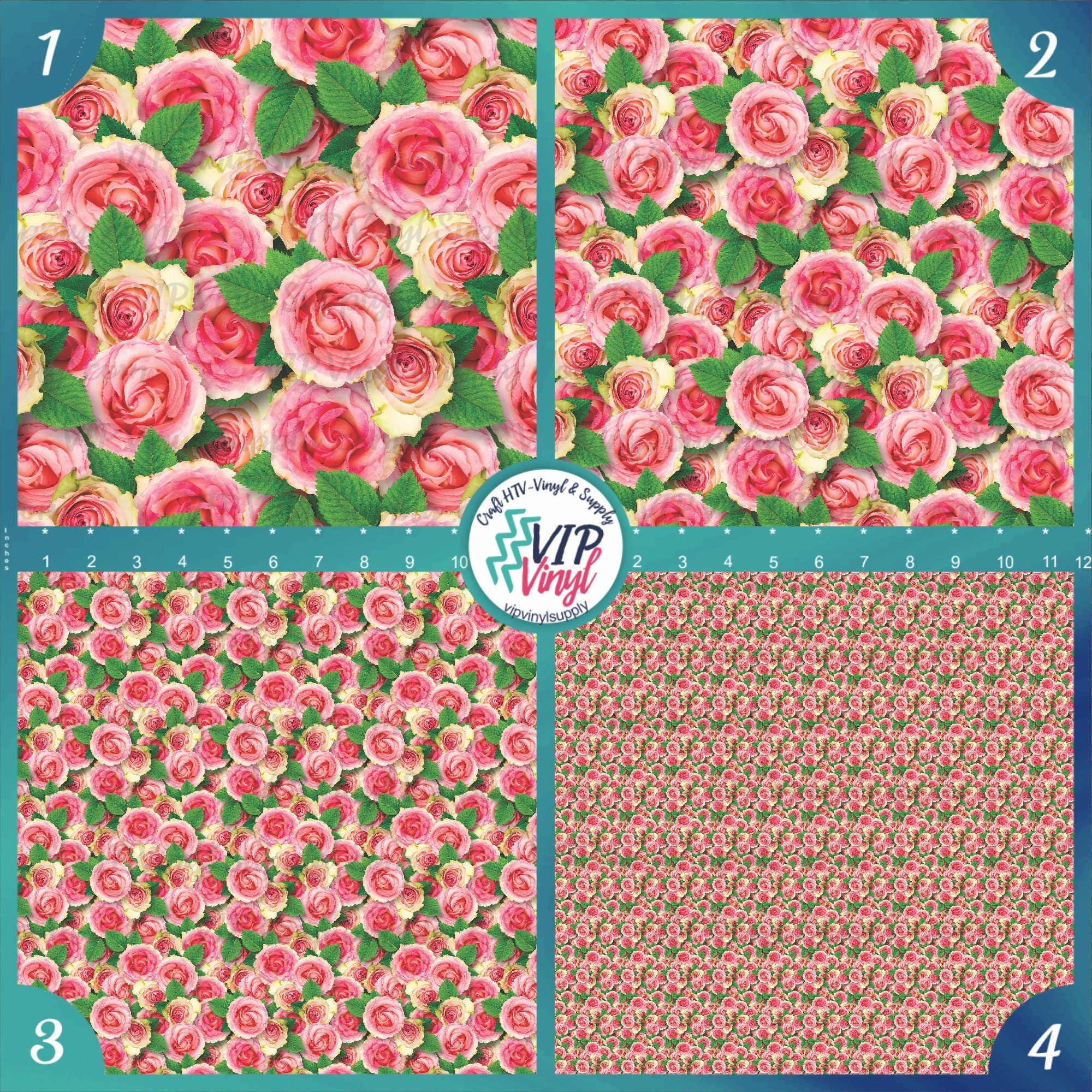 Floral Rose HTV Vinyl Pink Flower Pattern Vinyl Sheets Heat - Etsy
