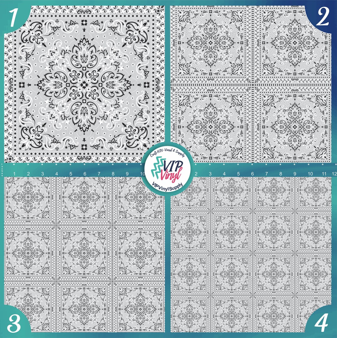Gray Bandana HTV Vinyl Light Gray patterned Vinyl Sheets | Etsy
