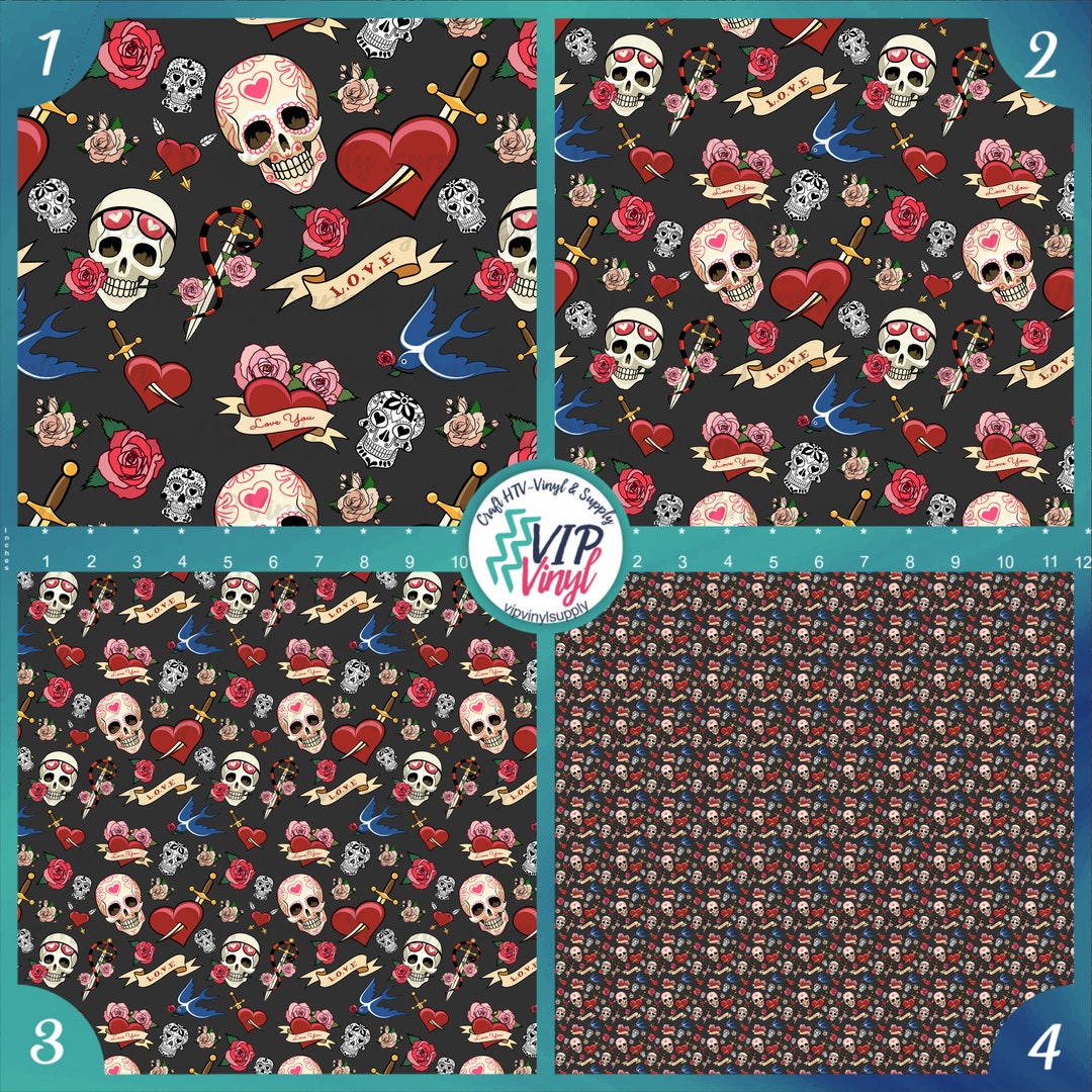 Tattoo Patterned Craft Vinyl Sheet, Heat Transfer Vinyl, Adhesive Vinyl ...